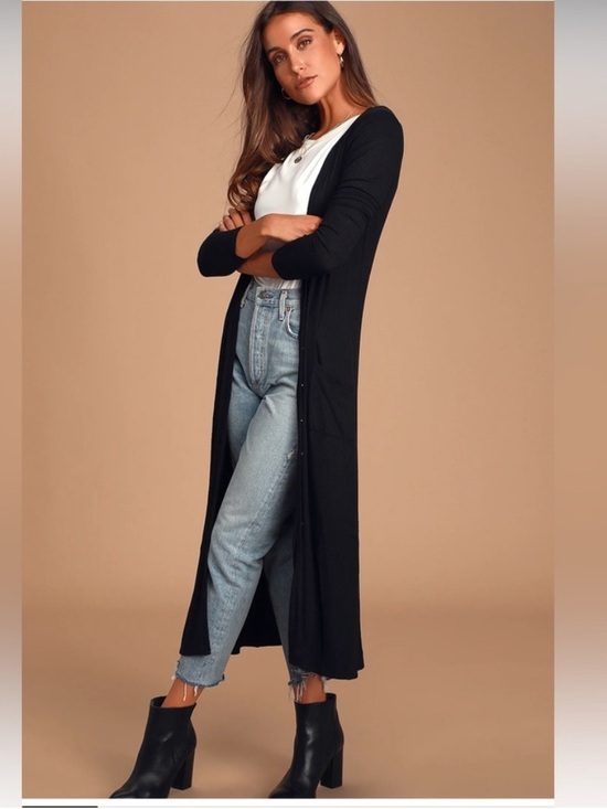 Lulus | Sweaters | Lulus Black Longline Duster Cardigan | Poshmark